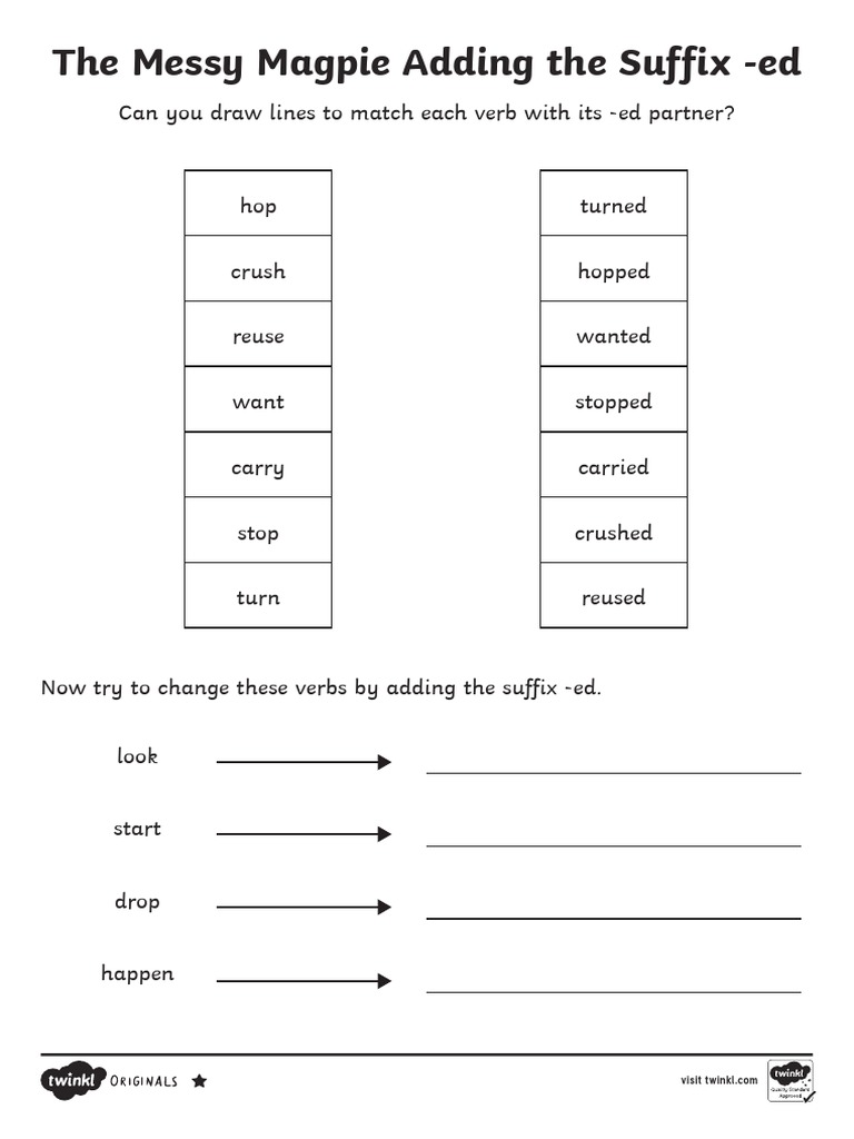 The Messy Magpie: Adding -ed Suffix | PDF | Consonant | Verb