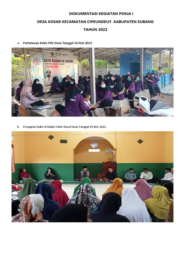 Dokumentasi Kegiatan Pokja I | PDF