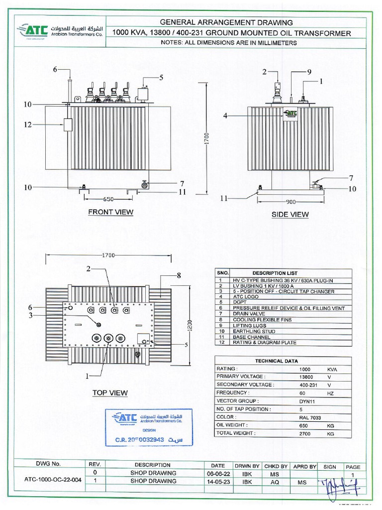 1000 Kva With Dgpt2 | PDF