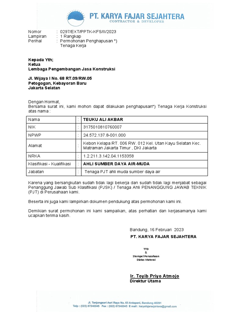SP - Hapus SKA - LPJK | PDF