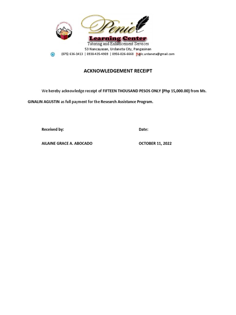 Acknowledgement Receipt | PDF