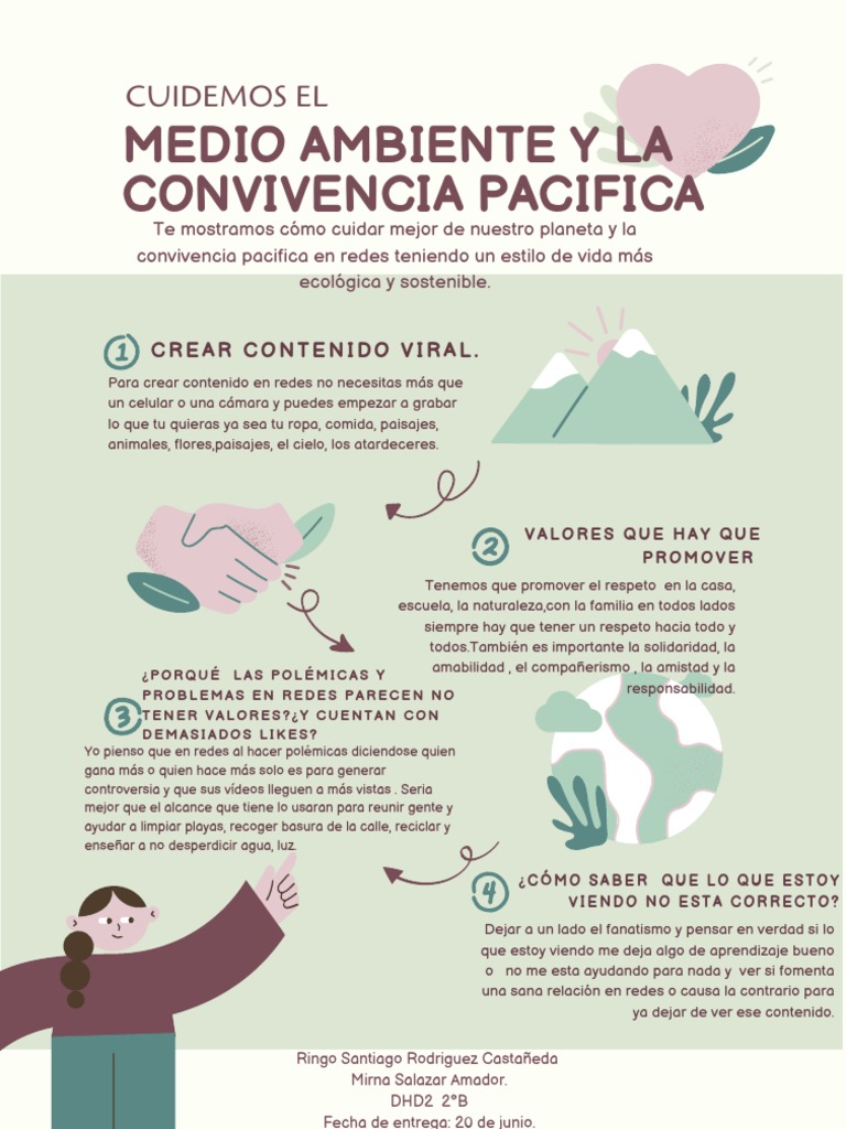 Poster Cuidado Del Medioambiente Ecología Informativo Verde y Rosa | PDF