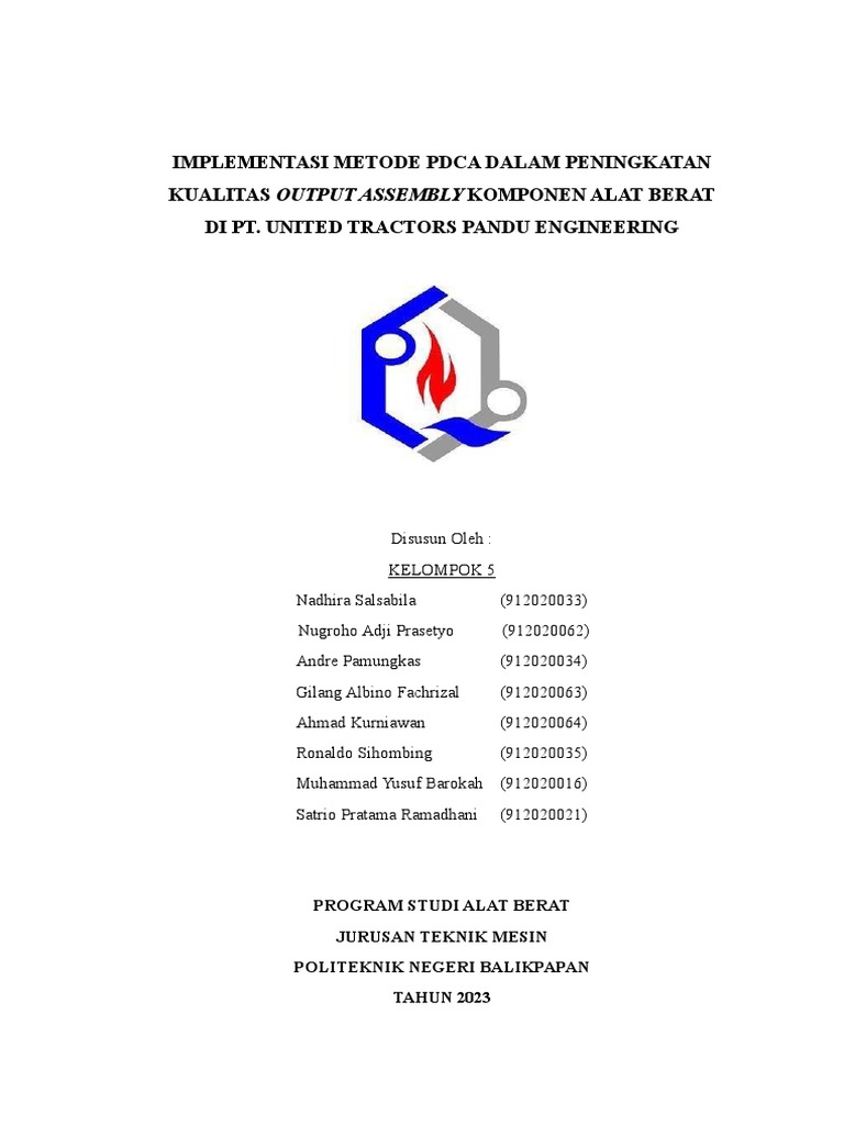PDCA Output Proses Assembly Alat Berat (Kelompok 5) | PDF