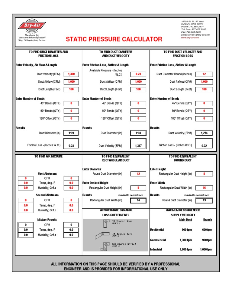 Static Pressure Calculator r3 | PDF