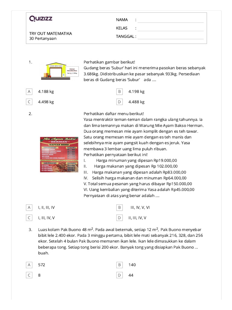 Try Out Matematika | PDF
