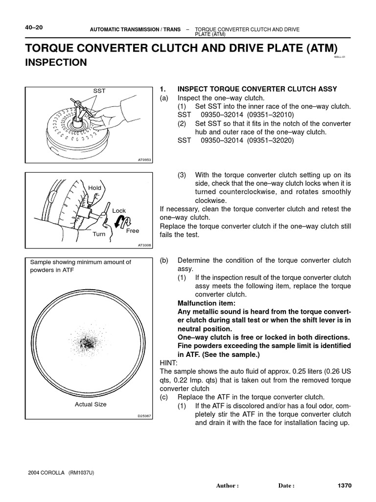 torque converter inspection | PDF | Clutch | Automatic Transmission