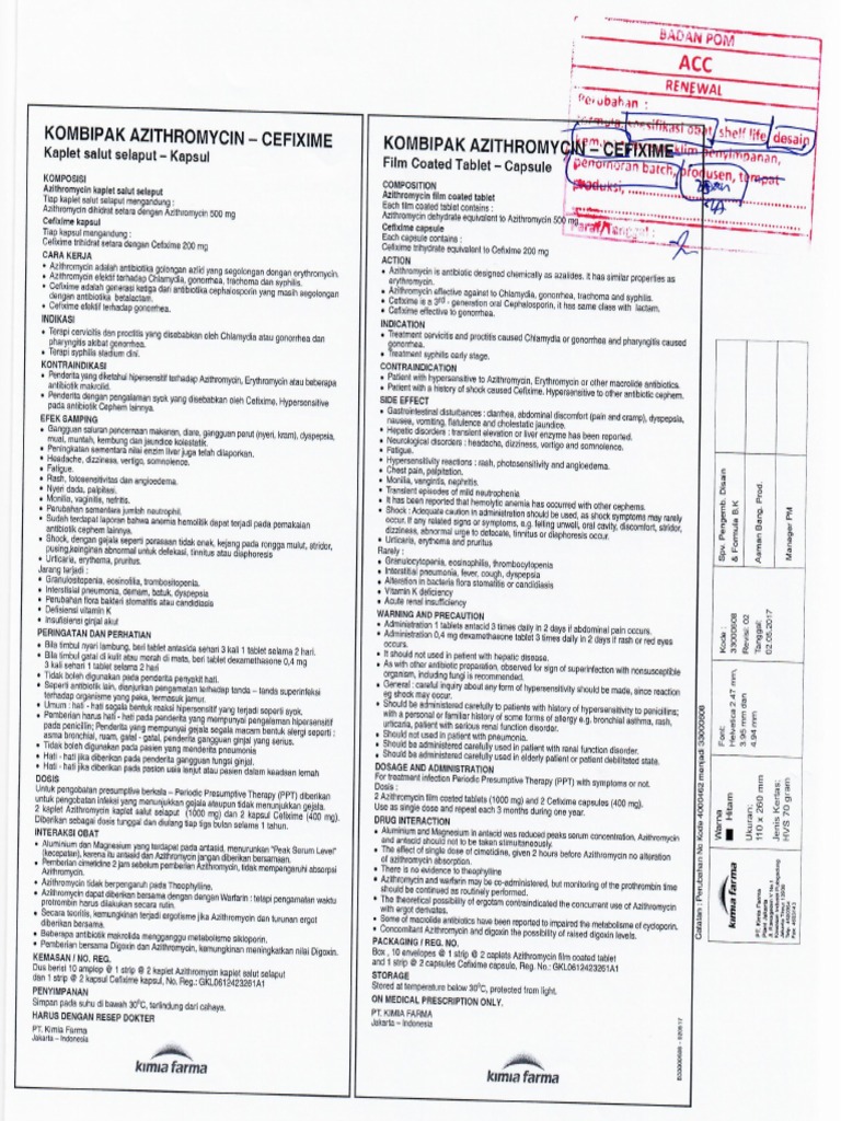 Product Insert Kombipak Azithromycin-Cefixime | PDF
