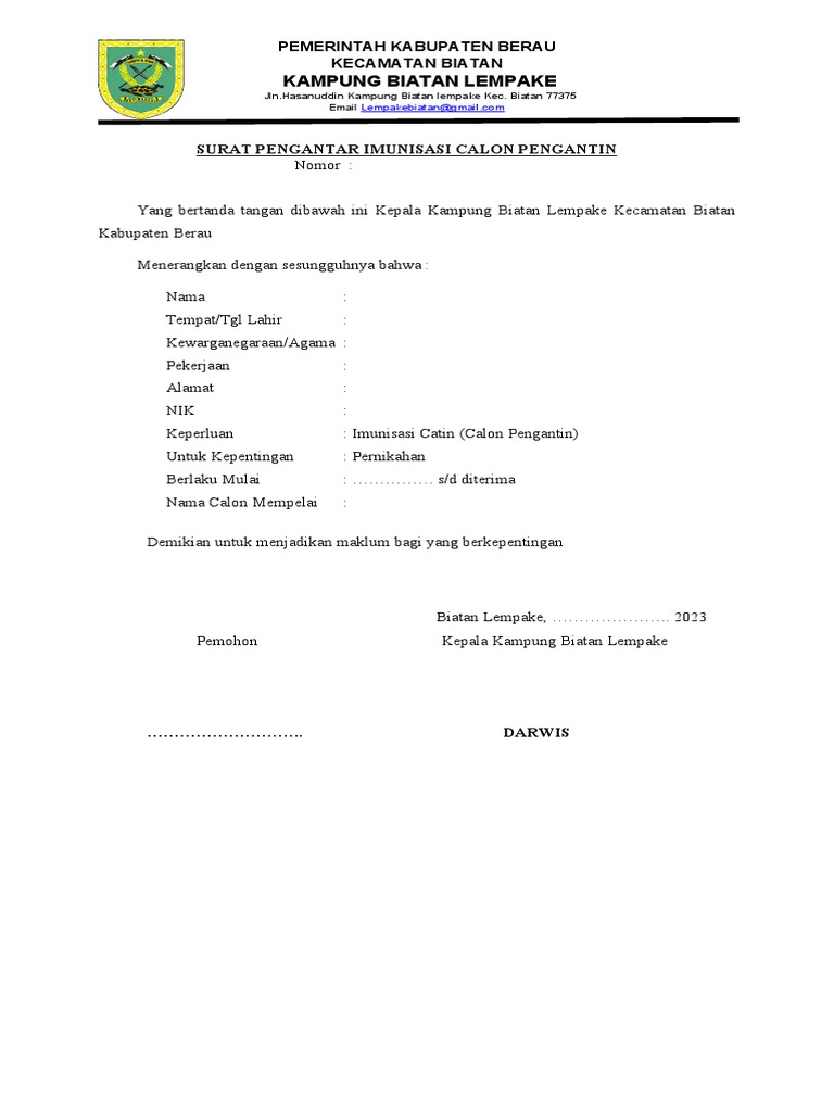 Surat Pengantar Catin Kampung | PDF