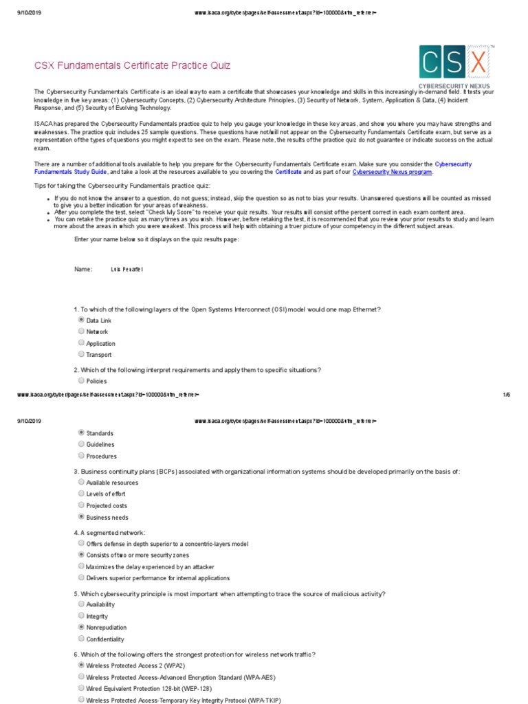 Test Preguntas CSX | PDF