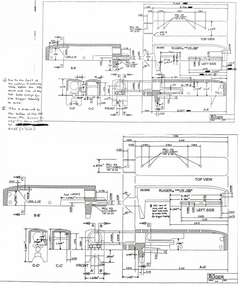 Ruger 10-22 Receiver Blueprint Text | PDF