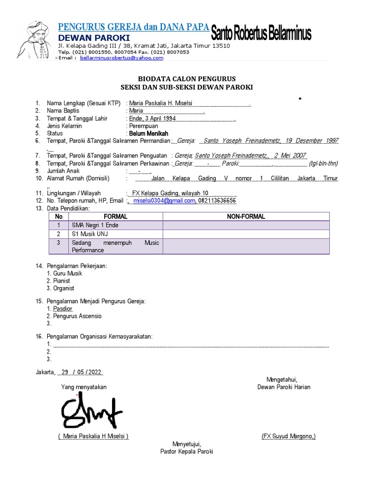 2022.05.05 - Form Biodata-Calon Seksi Sub Seksi | PDF