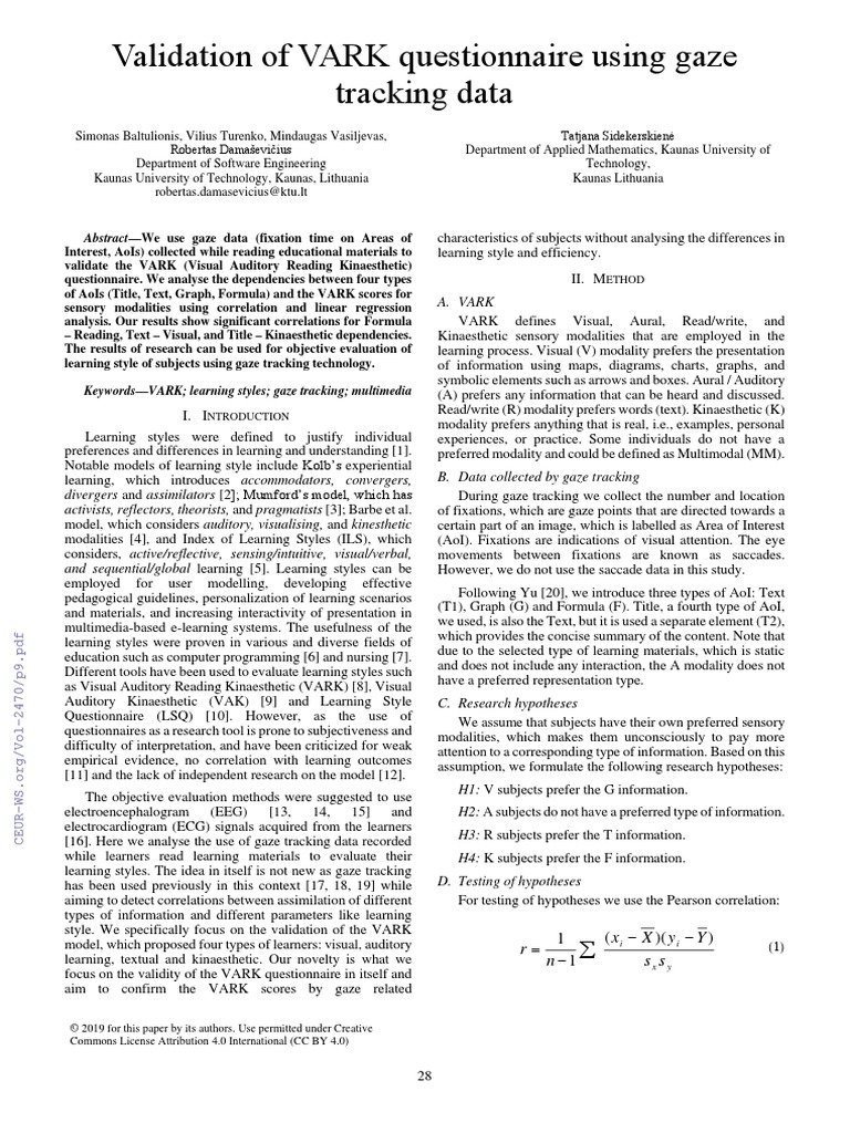 Vark Learning Style Tracking Data | PDF | Learning Styles | Regression ...