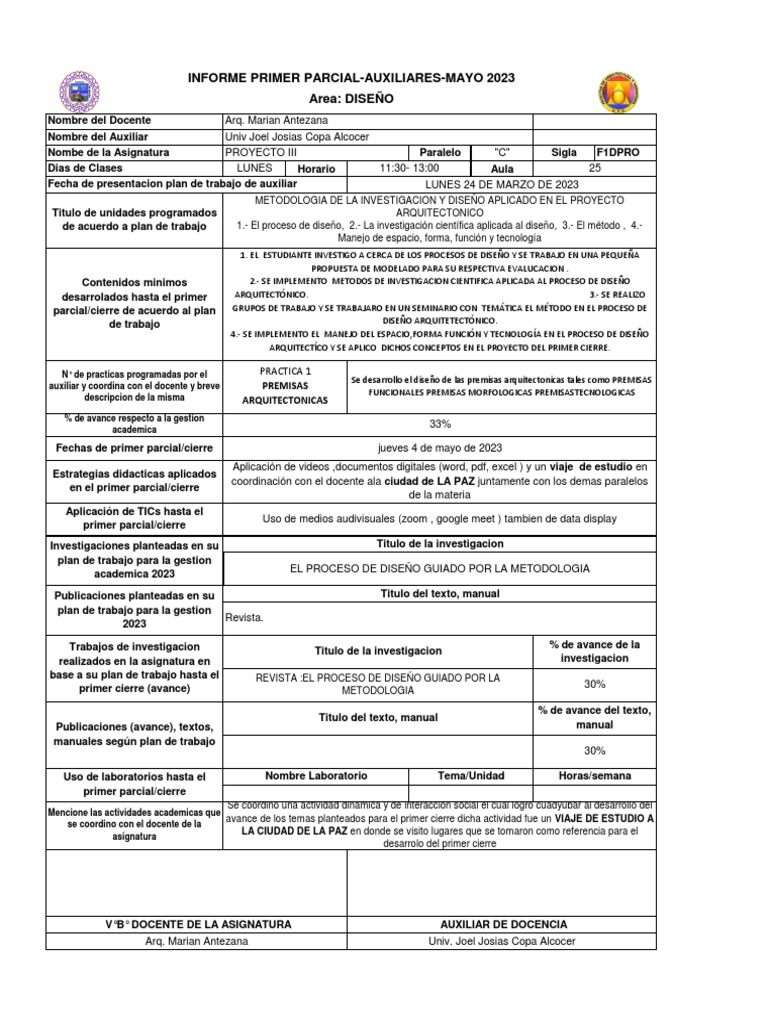 Informe Jhoel Primer Cierre | PDF
