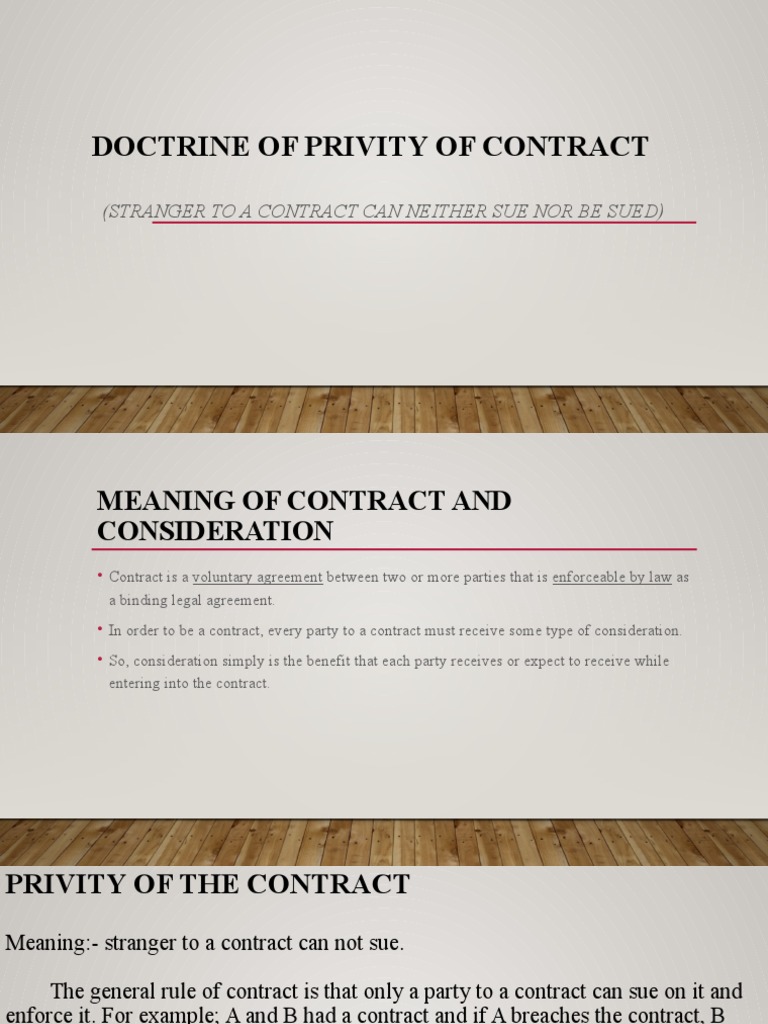 Doctrine of Privity of Contract | PDF