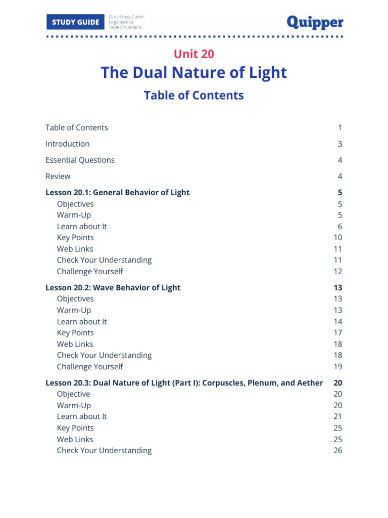 20. PS SHS Unit 20 The Dual Nature of Light (Study Guide) | PDF | Light ...
