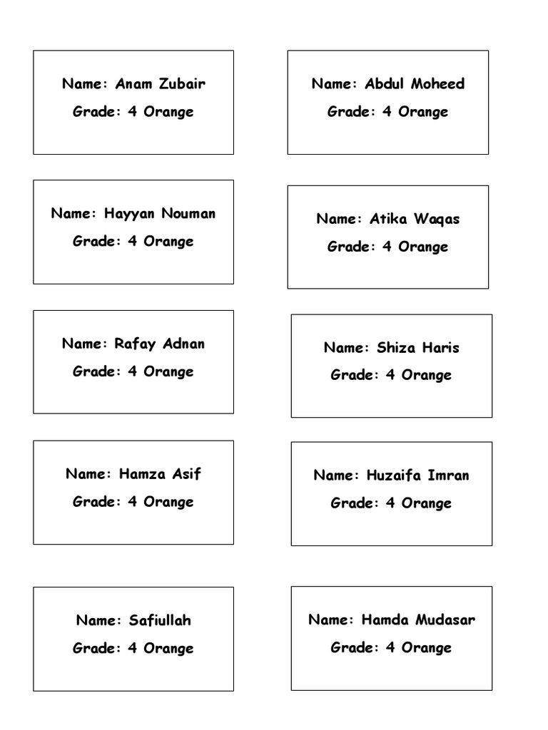 Grade 4 Orange Student List | PDF