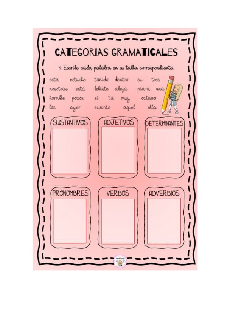 Actividad Categorias Gramaticales | PDF