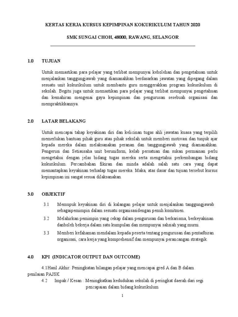 Kertas_Kerja_Kursus_Kepimpinan_Kokurikulum | PDF