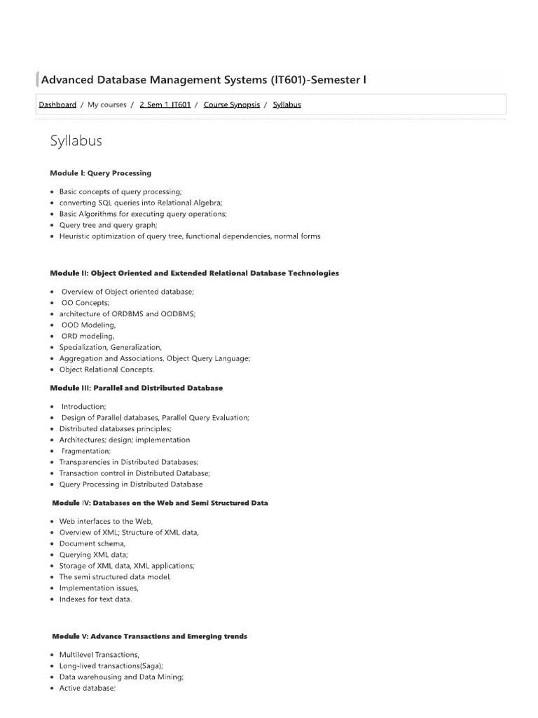 Advance Database Management System | PDF