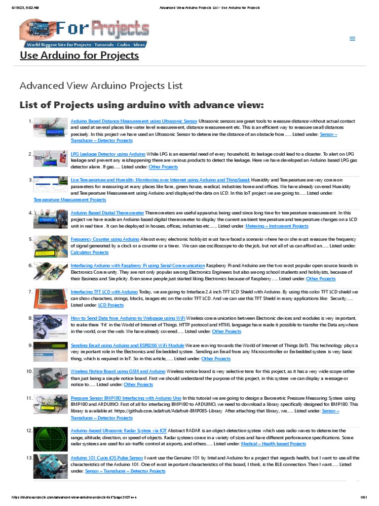 Advanced View Arduino Projects List - Use Arduino for Projects-4 | PDF ...