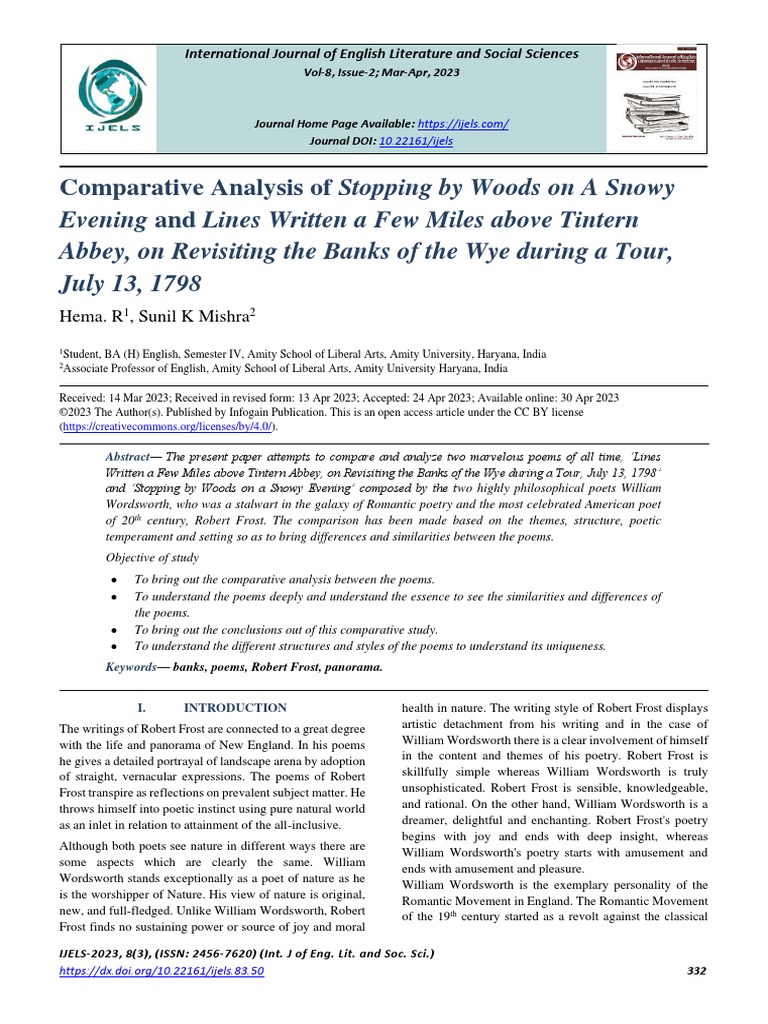 Comparative Analysis of Stopping by Woods On A Snowy | PDF | William ...