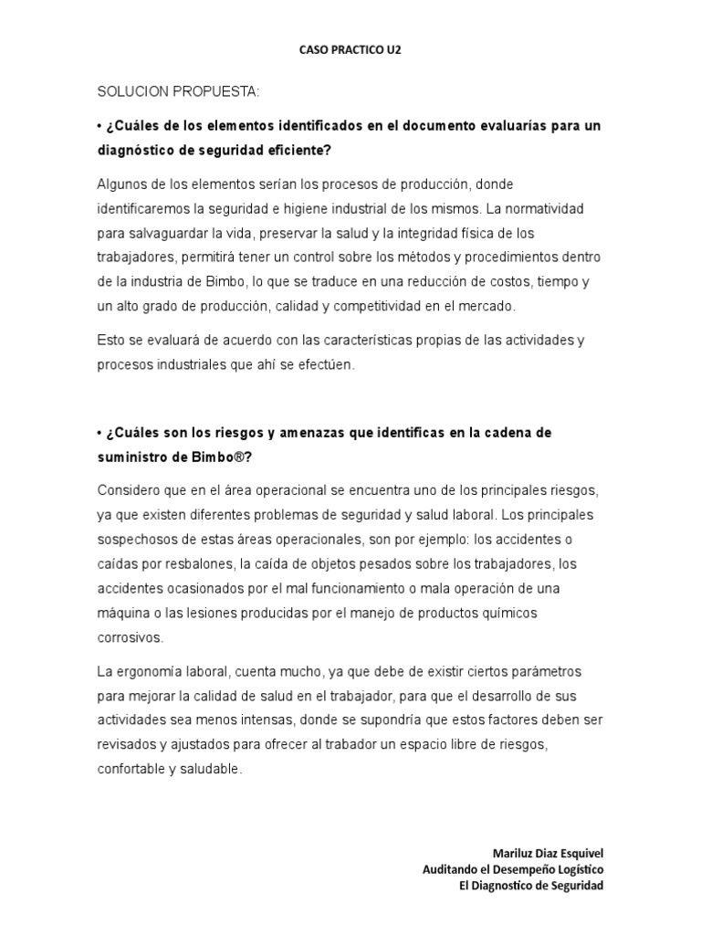 Caso Practico U2 | PDF | Valores | Seguridad y salud ocupacional
