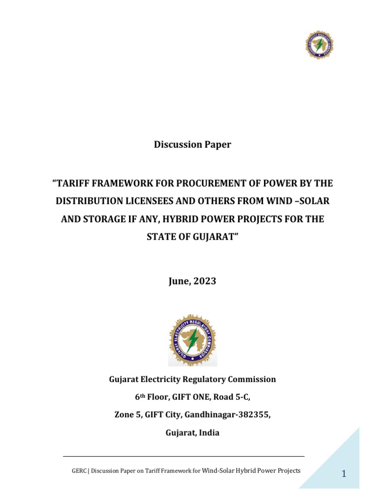 GERC Tariff Framework - Inviting Comments On New RE Policy-2023 | PDF ...