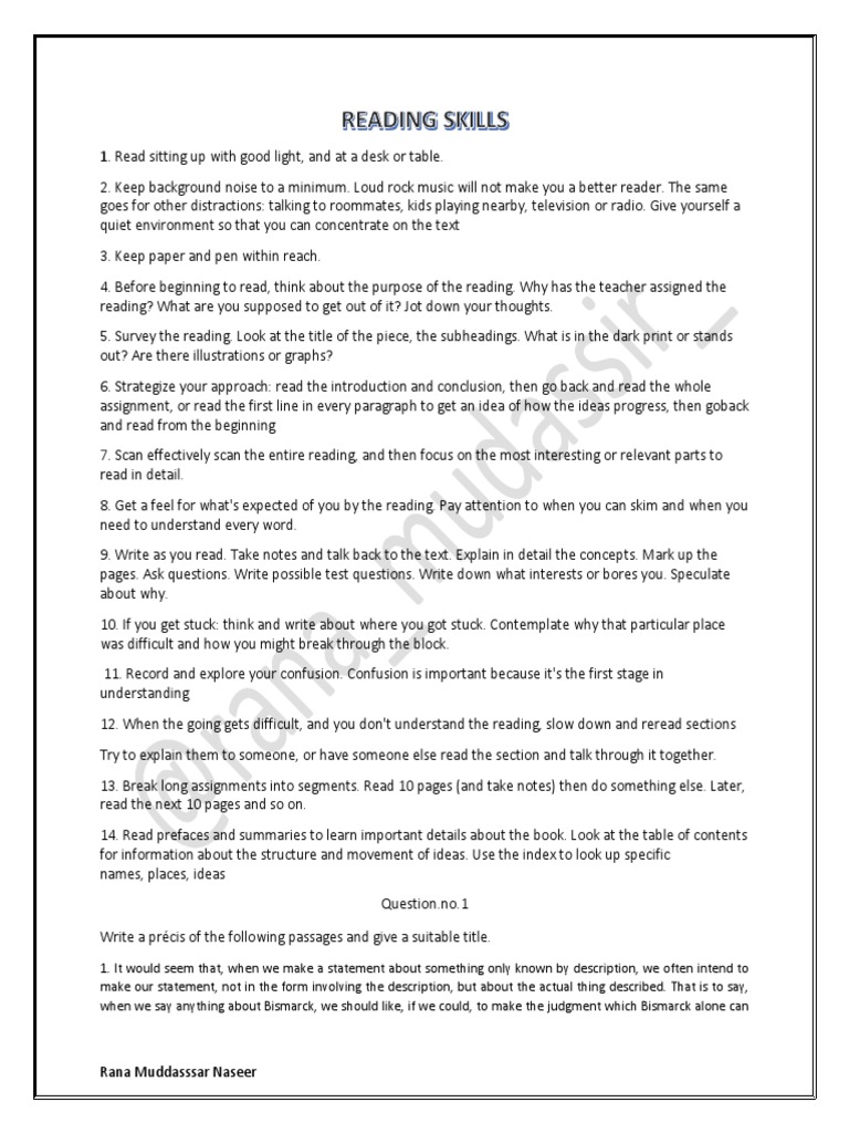 Reading Skills | PDF | Psychological Resilience | Autism Spectrum