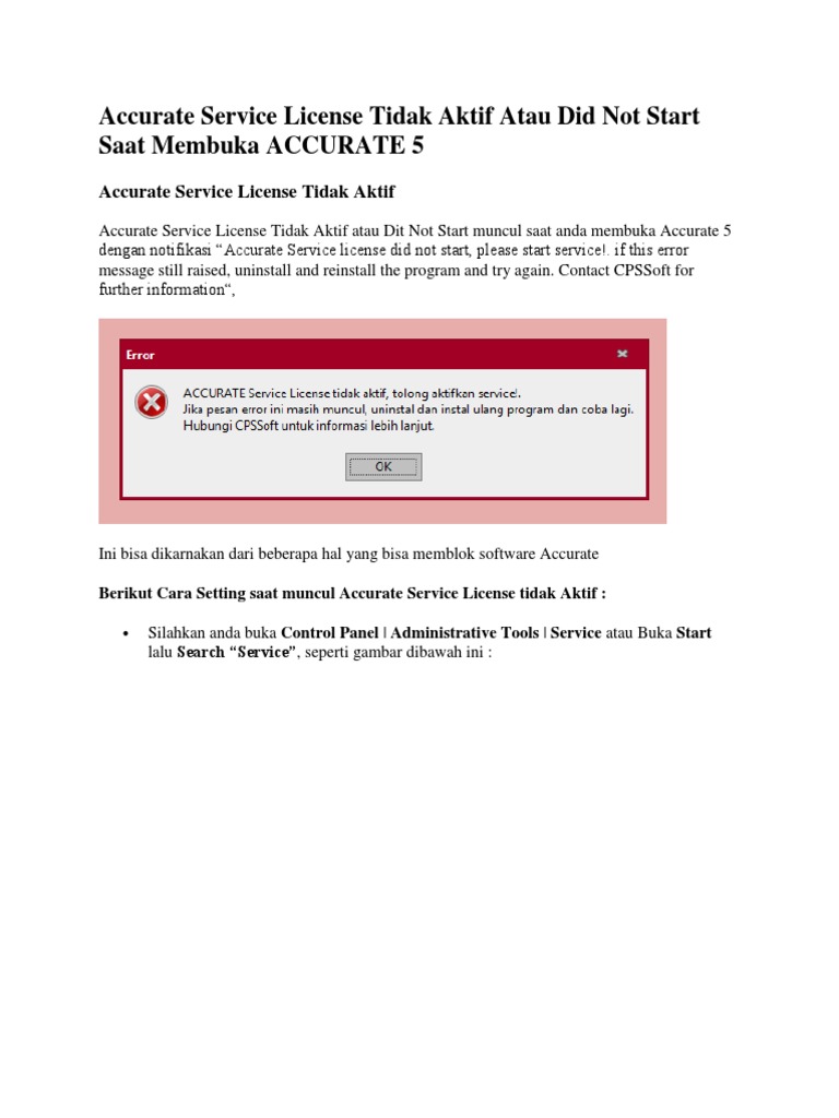 Accurate Service License Tidak Aktif Atau Did Not Start Saat Membuka ...