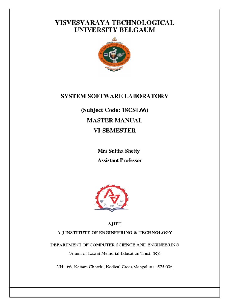 Ss&Os Lab Master Manual2020-21 - Ajiet | PDF | Parsing | Computer Program