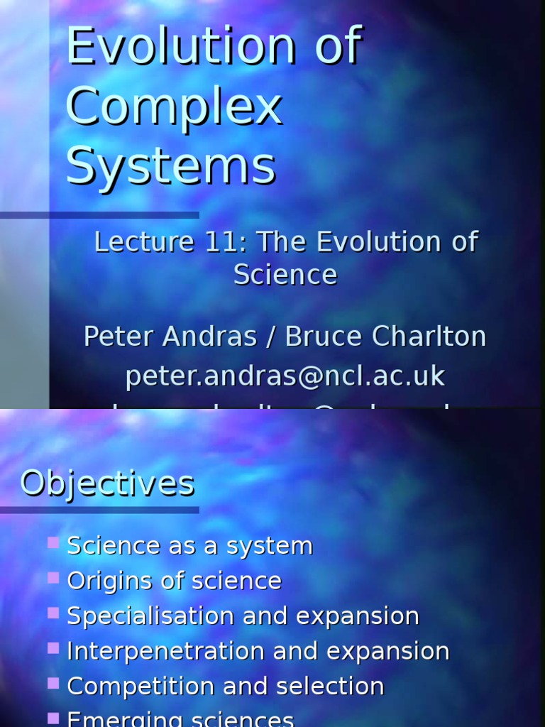 Evolution of Complex Systems - Lecture 11 | PDF | System | Science