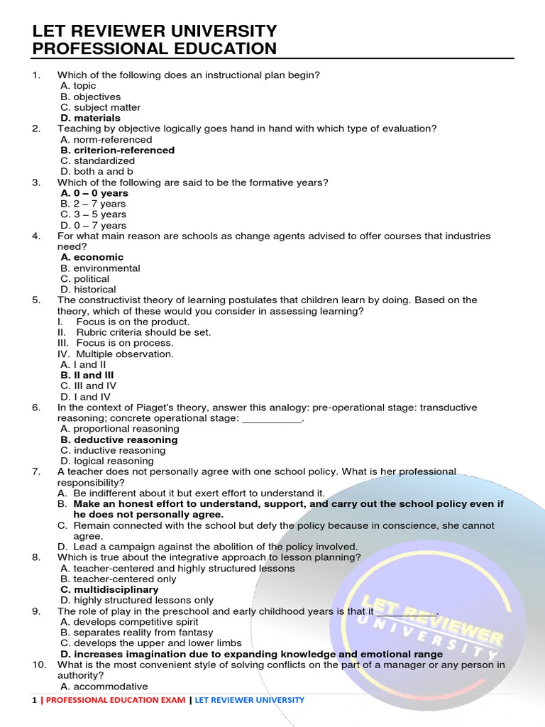 Let Reviewer | PDF | Learning | Teachers