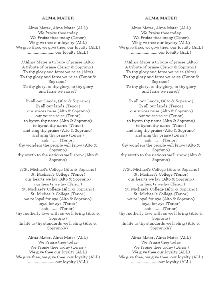 Alma Mater | PDF | Choral Music | Vocal Music