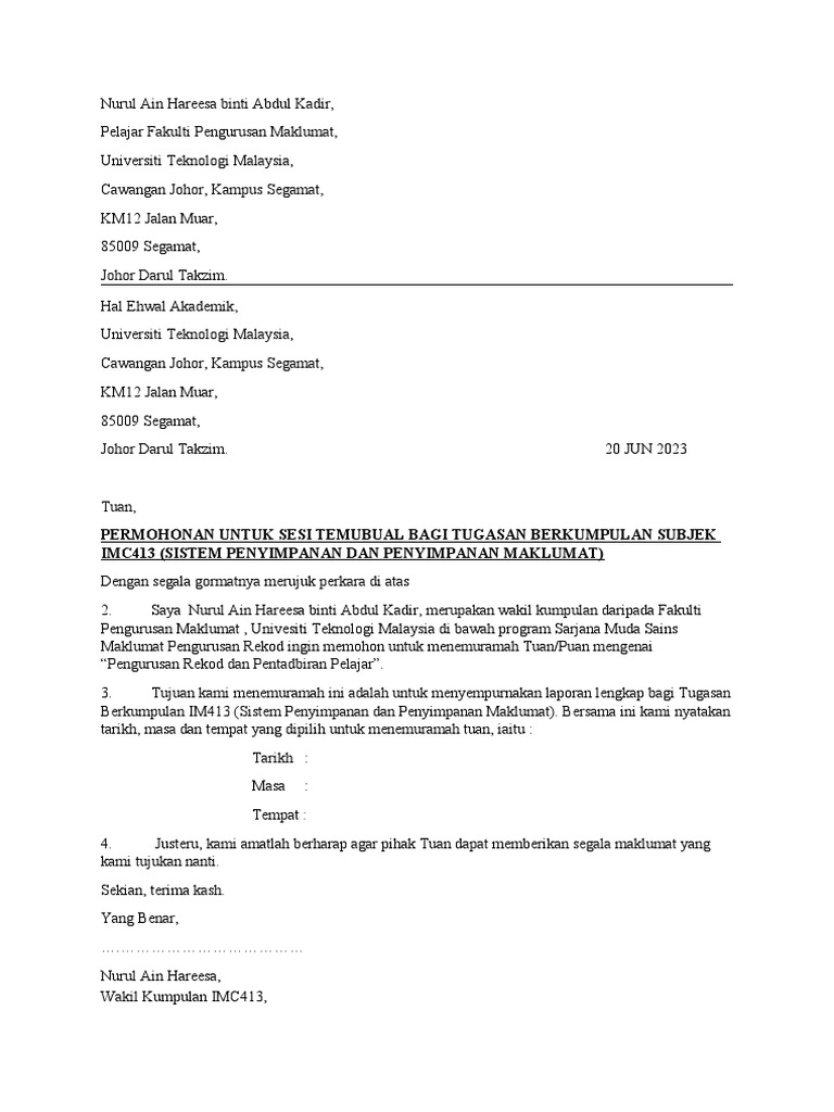 Surat Rasmi HEP | PDF