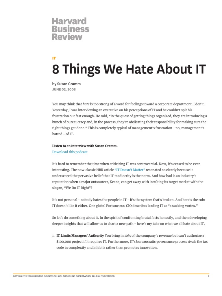 8 Things We Hate About IT | PDF | Hatred