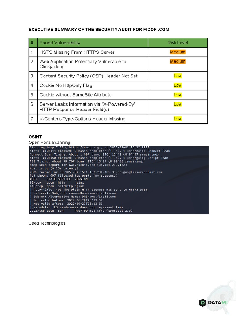 Cybersecurity Preliminary Audit For | PDF | Http Cookie | World Wide Web