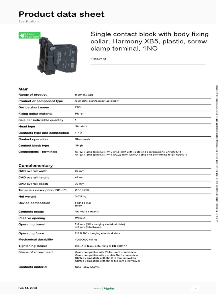 Harmony XB5 - ZB5AZ101 | PDF | Screw | Fuse (Electrical)