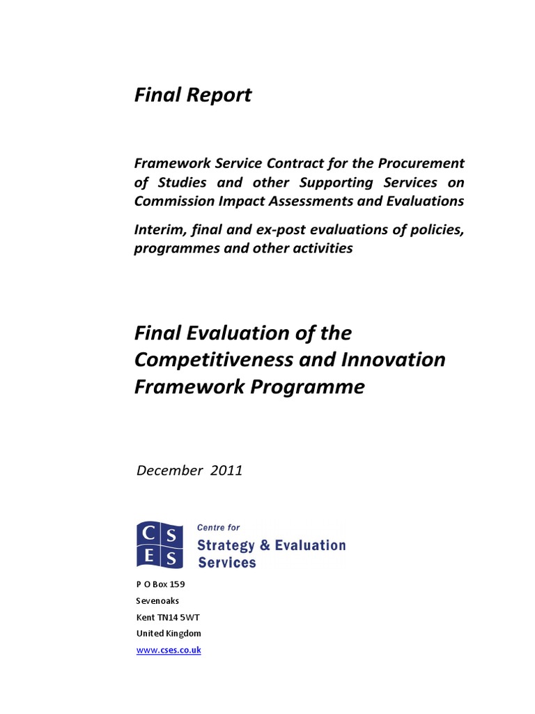 Cip Final Evaluation Final Report en | PDF | Evaluation | Innovation