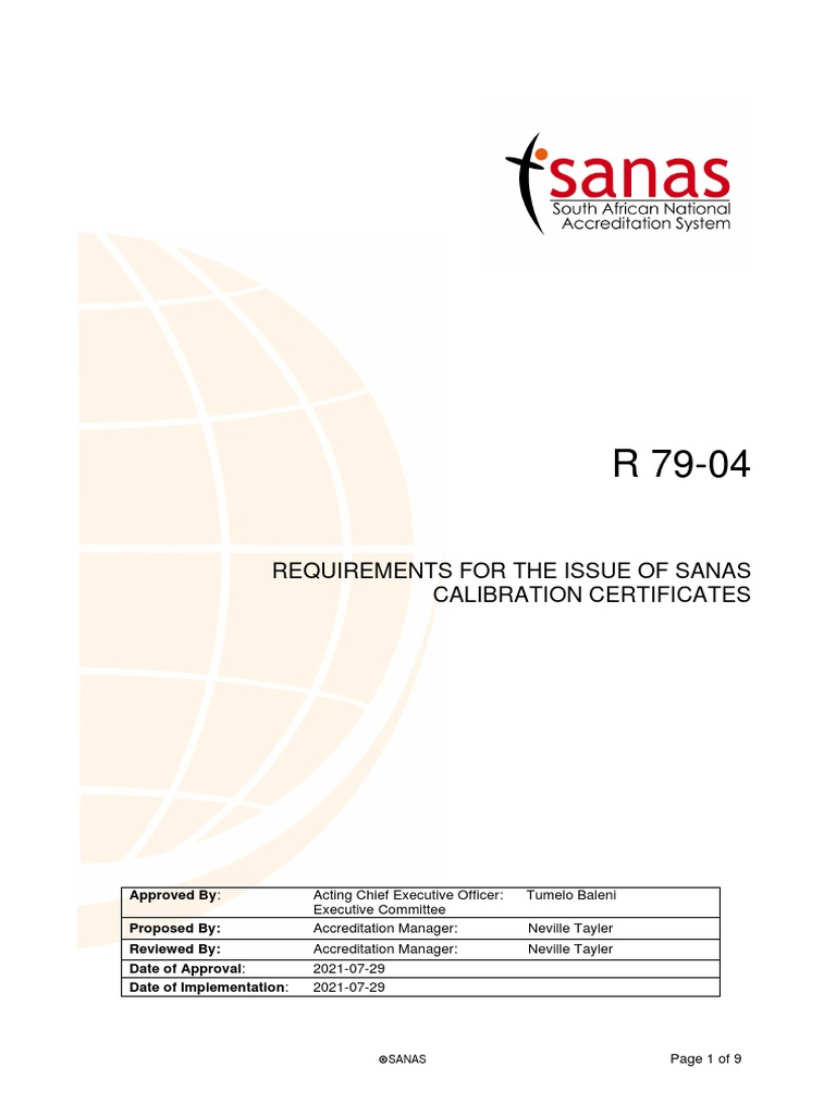 Requirements For The Issue of Sanas Calibration Certificates | PDF ...