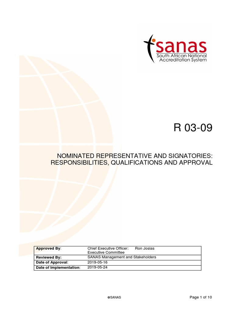 Nominated Representative and Signatories: Responsibilities ...