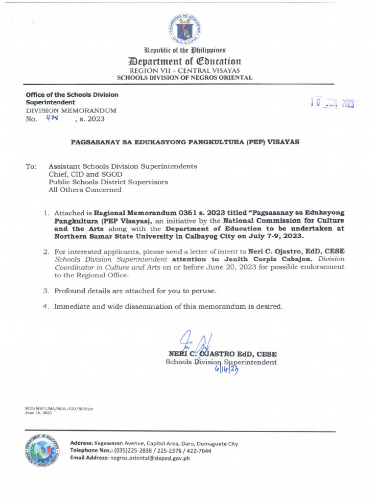 Deped Memo 2025 Pagsasanay Sa Edukasyong Pangkulturang