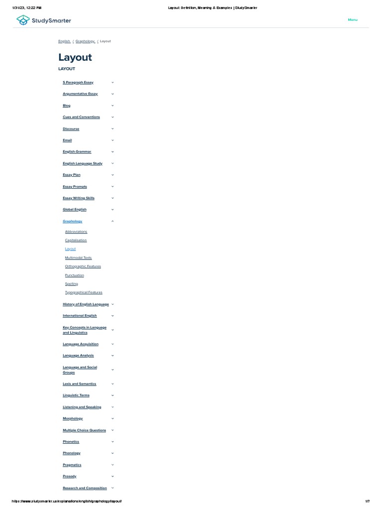 Layout in Written Text: Key Features | PDF | Page Layout | Linguistics