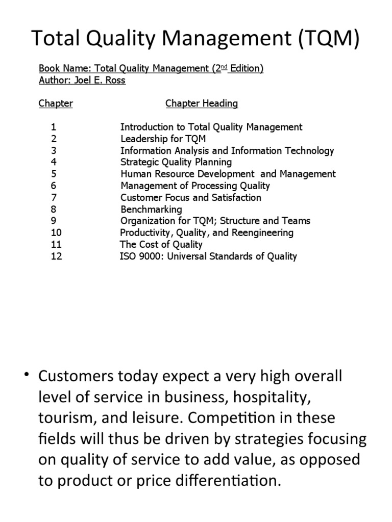 Chapter 1 TQM Introduction Part. 2 | PDF | Quality Management | Quality (Business)