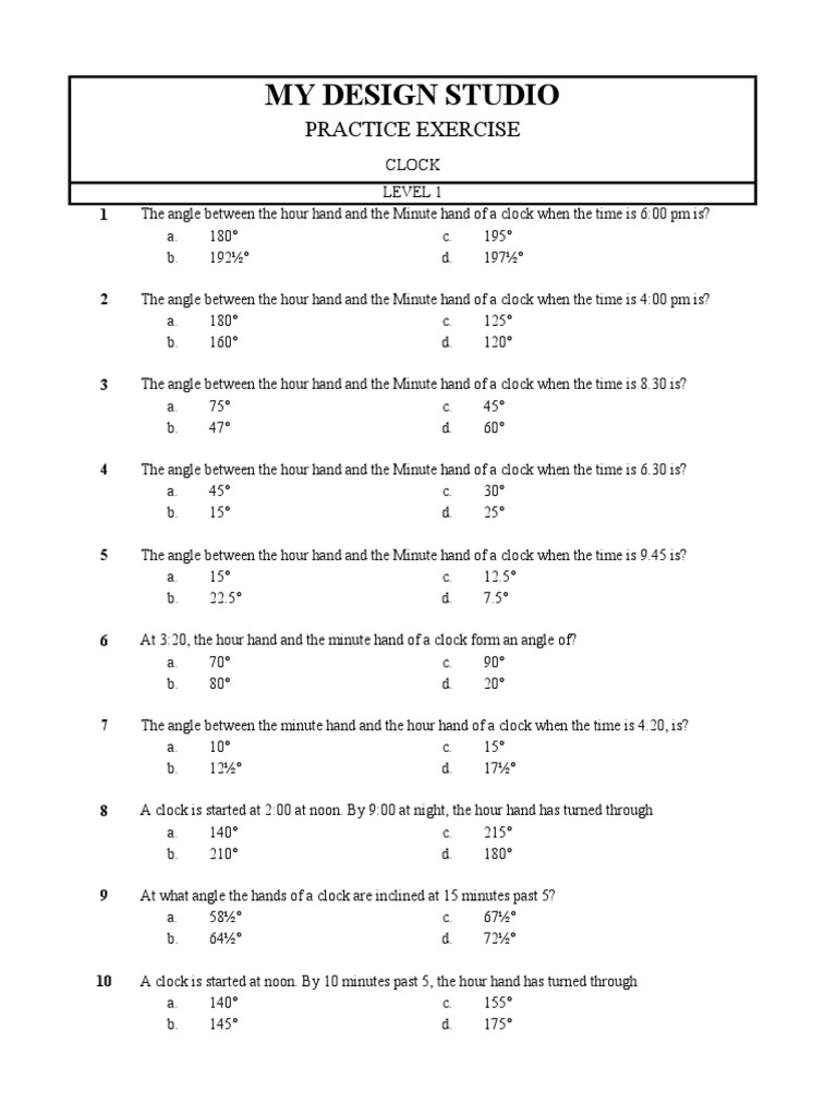 Clock Angle and Time Calculations | PDF | Hour | Clock