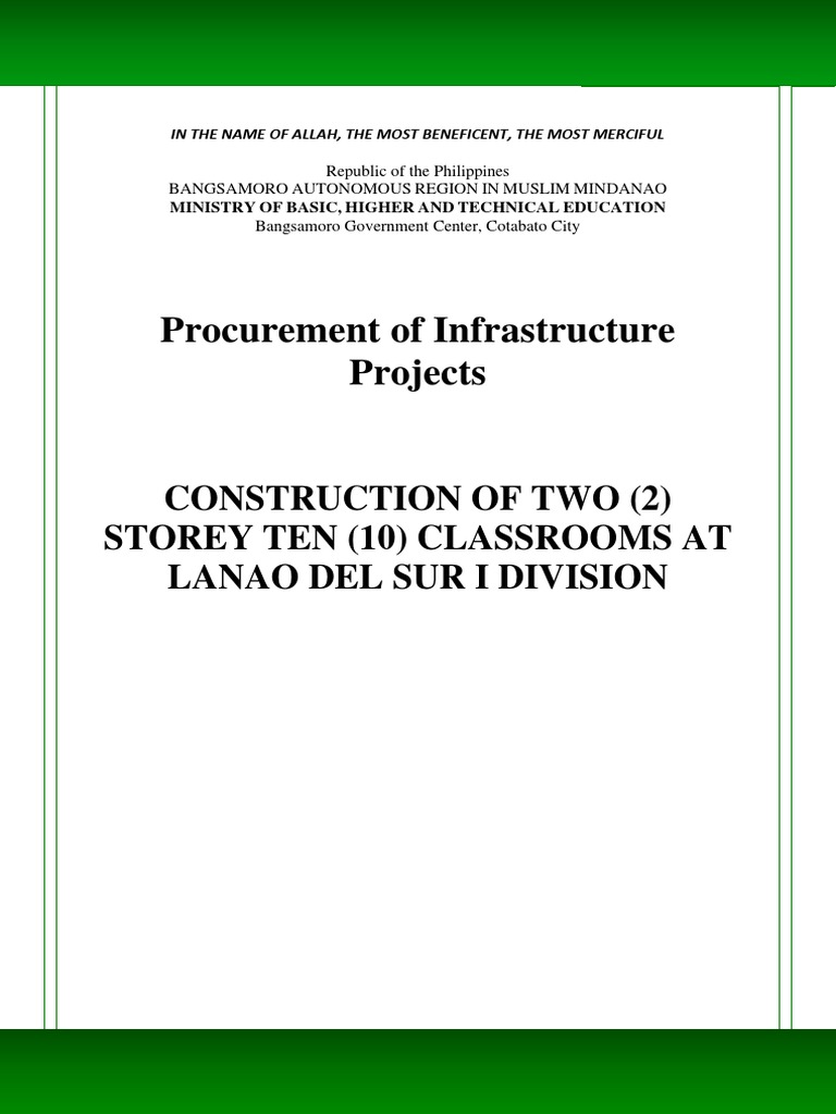Procurement of Infrastructure Projects: Construction of Two (2) Storey ...