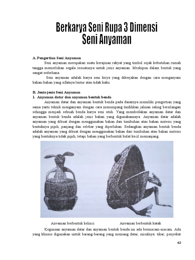 Berkarya Seni Rupa 3 Dimensi (Seni Anyaman) Revisi | PDF