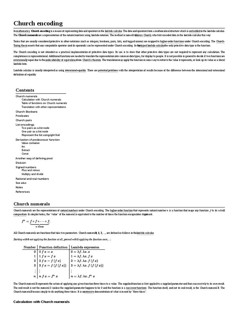 Church Encoding | PDF | Logic | Mathematics Of Computing