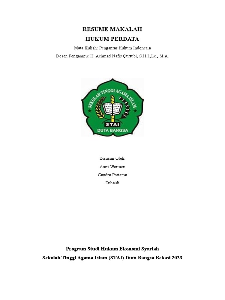 Resume Hukum Perdata Indonesia 2023 | PDF | Hukum