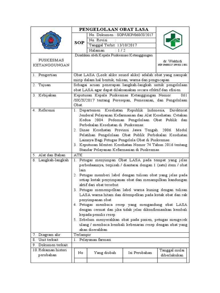 8.2.3.1 Sop Pengelolaan Obat Lasa | PDF