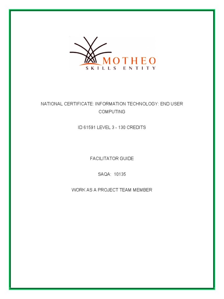 SAQA - 10135 - Facilitator Guide | PDF | Goal | Leadership
